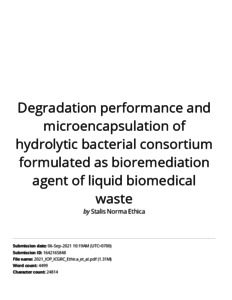 Similarity- Degradation Performance and Microencapsulation of Hydrolytic Bacterial Consortium ...